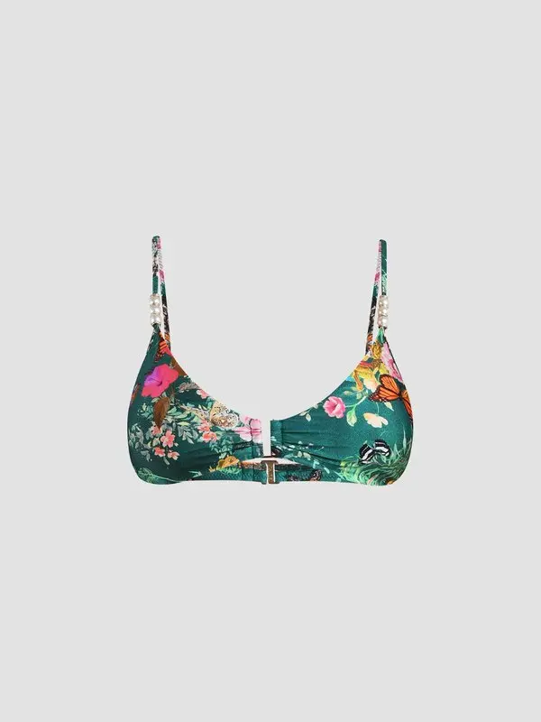 L'Agence Charonda Butterfly Yazmin Printed Triangle Bra Top