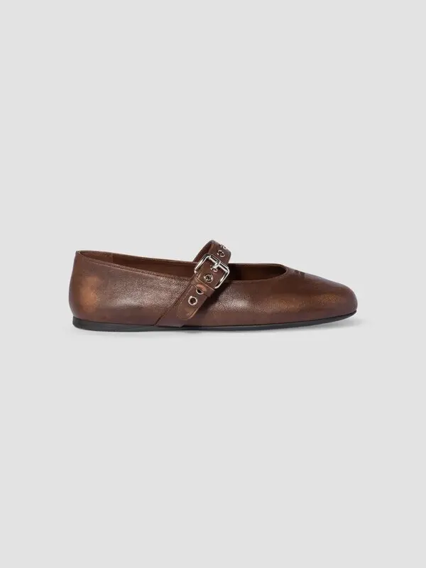 Miu Miu Nappa Leather Ballerinas - Brown