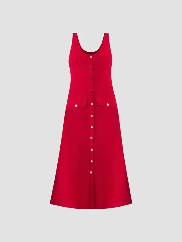 Shoshanna Martha Button-front Midi-dress - Cherry