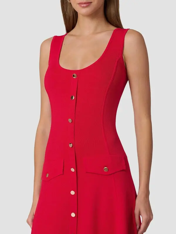 Shoshanna Martha Button-front Midi-dress - Cherry