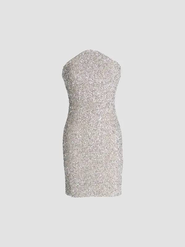 Dress The Population Anica Sequin Pointed Bodice Strapless Minidress - Opal