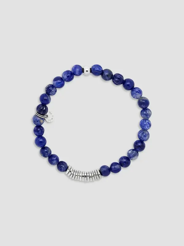 Tateossian Rhodium-plated Silver & Beaded Stretch Bracelet