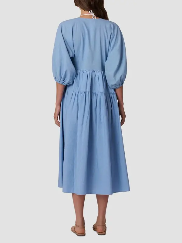 Shoshanna Evora Embroidered Cotton Midi-dress