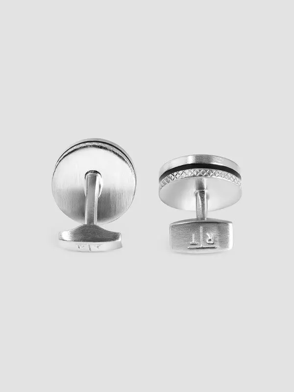 Tateossian Silvertone Yin-yang Sand Timer Cufflinks