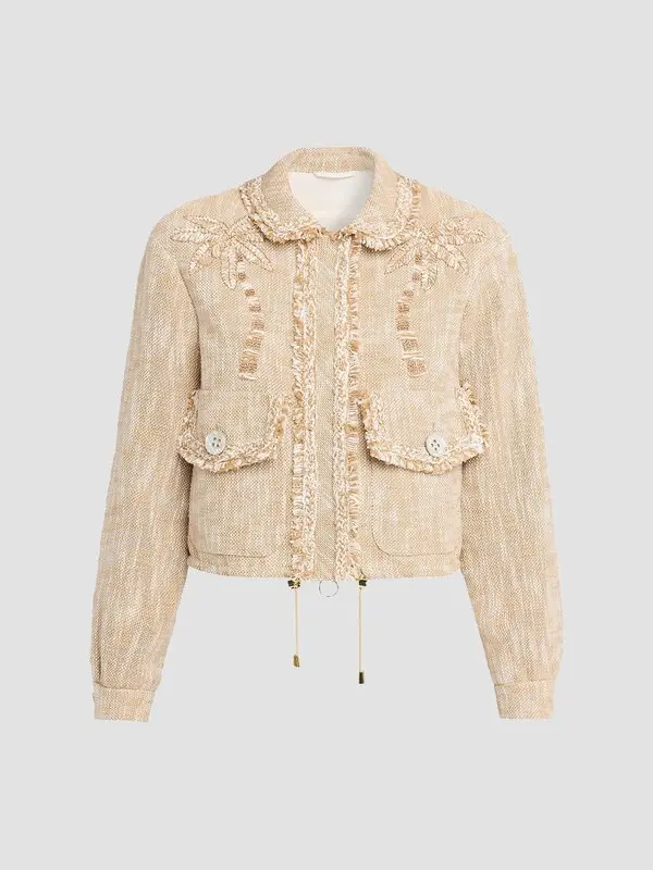 MAISON COMMON Embroidered Cotton-blend Tweed Jacket