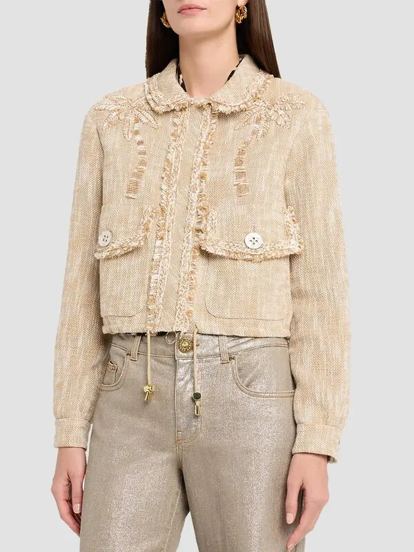 MAISON COMMON Embroidered Cotton-blend Tweed Jacket