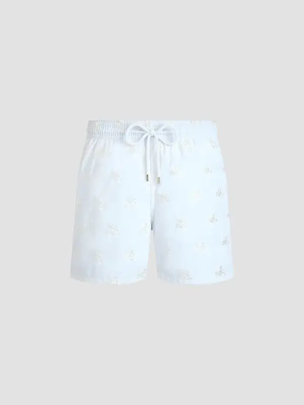 Vilebrequin Embroidered Micro Ronde Des Tortues Diagonal Swim Trunks