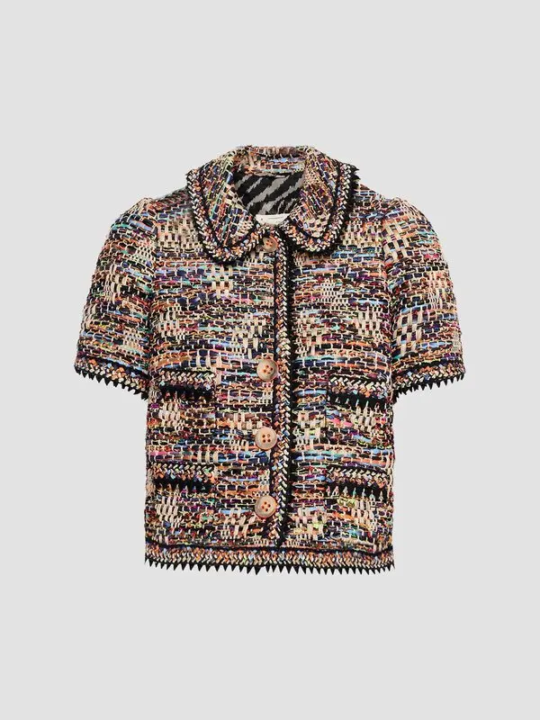 MAISON COMMON Tweed Knit Jacket - Black Multi