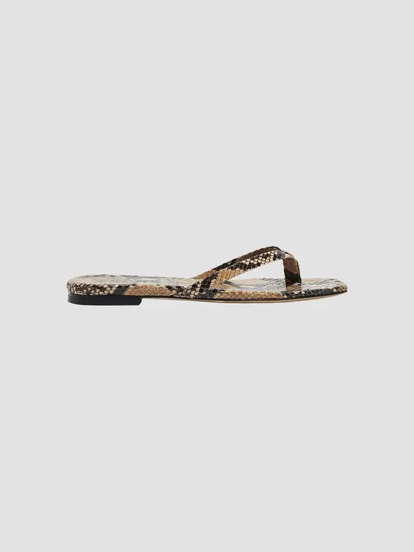 AeydĒ Renee Snake-embossed Leather Sandals - Hazelnut