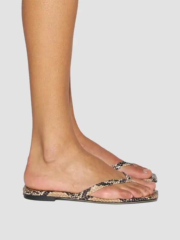 AeydĒ Renee Snake-embossed Leather Sandals - Hazelnut