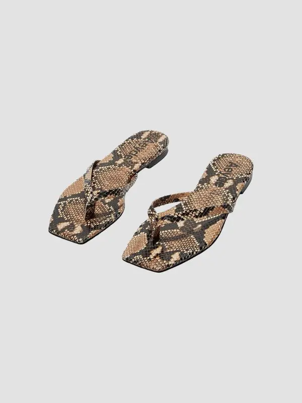 AeydĒ Renee Snake-embossed Leather Sandals - Hazelnut