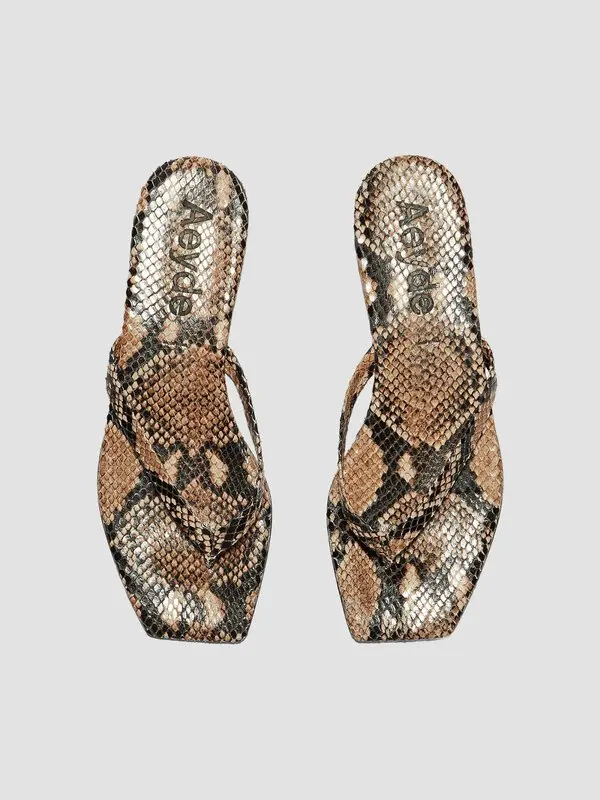 AeydĒ Renee Snake-embossed Leather Sandals - Hazelnut