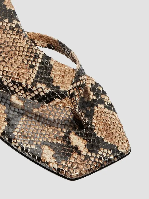 AeydĒ Renee Snake-embossed Leather Sandals - Hazelnut