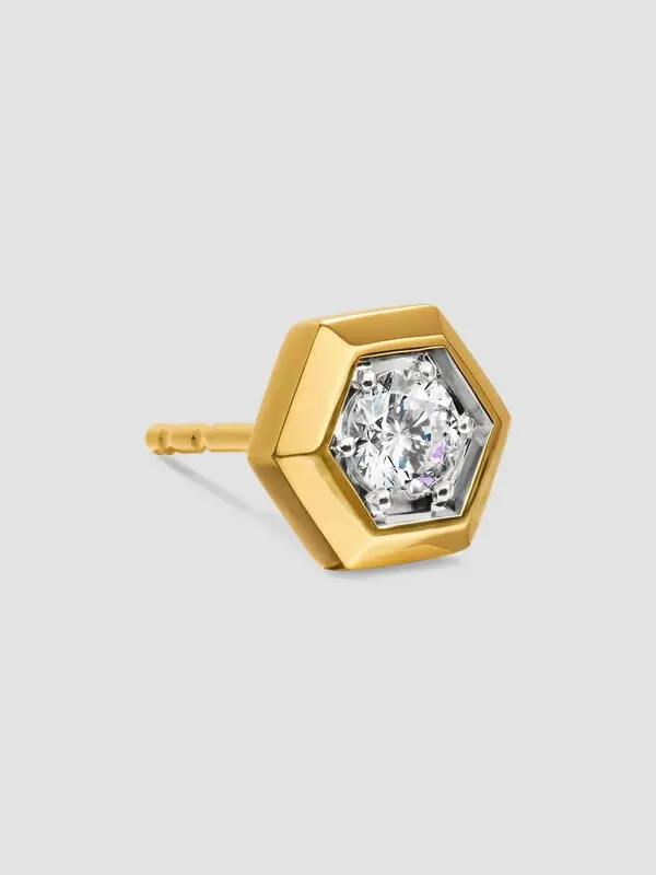 David Yurman Faceted Hex Stud Earring In 18k Yellow Gold With 8mm