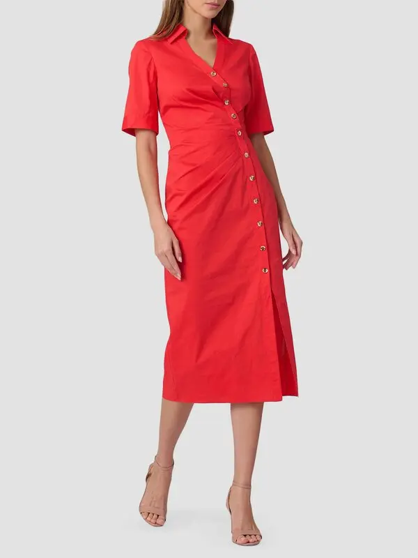Shoshanna Emmett Stretch Cotton Asymmetric Shirtdress