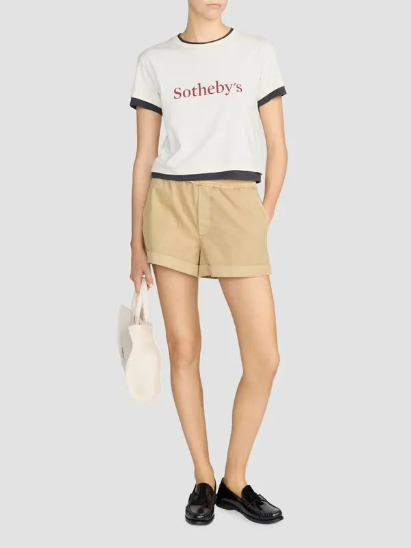 FRAME X Sotheby's Layered Cotton T-shirt - Cream Multi