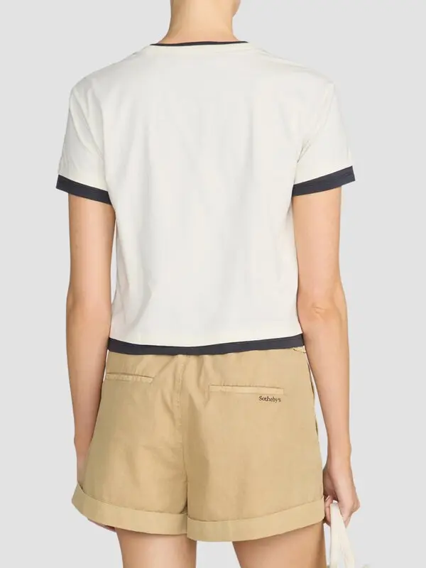 FRAME X Sotheby's Layered Cotton T-shirt - Cream Multi