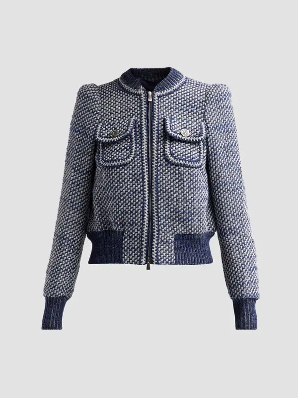MAISON COMMON Tweed Bomber Jacket - Navy