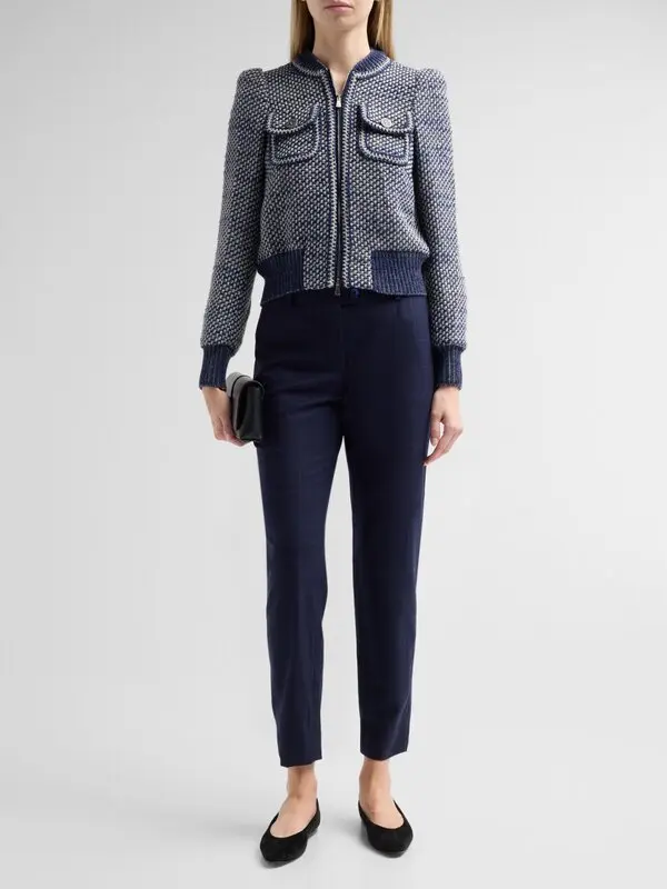MAISON COMMON Tweed Bomber Jacket - Navy