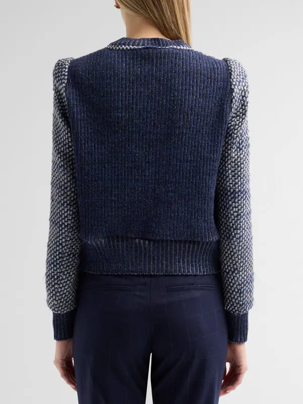MAISON COMMON Tweed Bomber Jacket - Navy