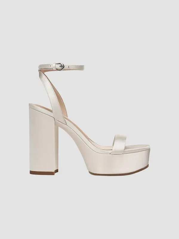 FAVORITE DAUGHTER Ruby 100mm Satin Platform Sandals - Ivory