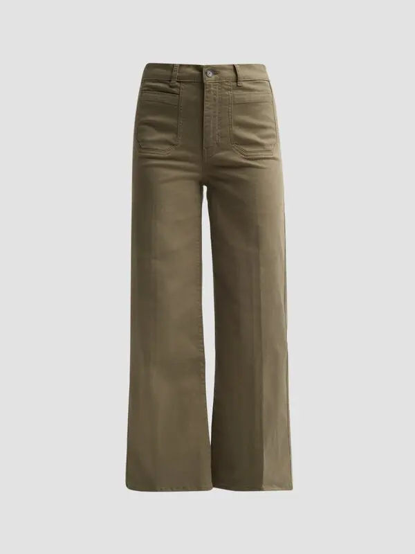 FRAME Le Slim Palazzo Modernist Pocket Crop Pants - Grasshopper