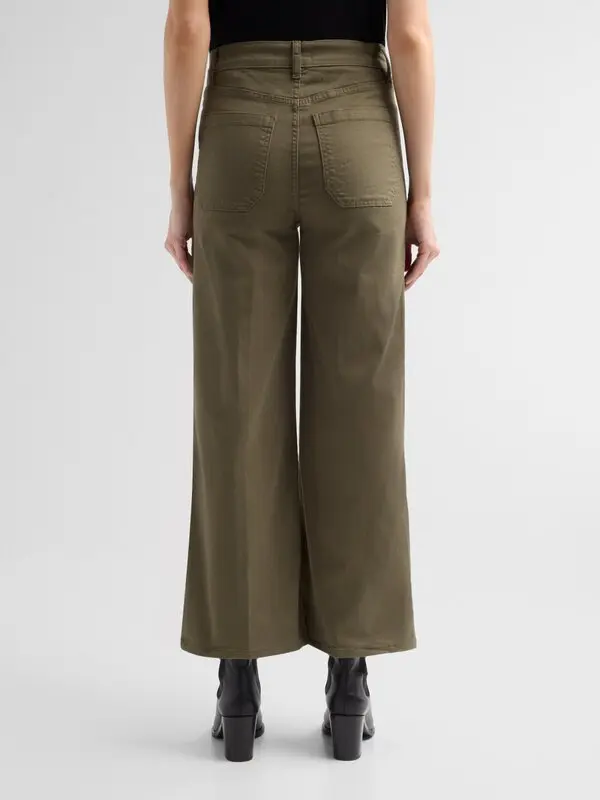 FRAME Le Slim Palazzo Modernist Pocket Crop Pants - Grasshopper