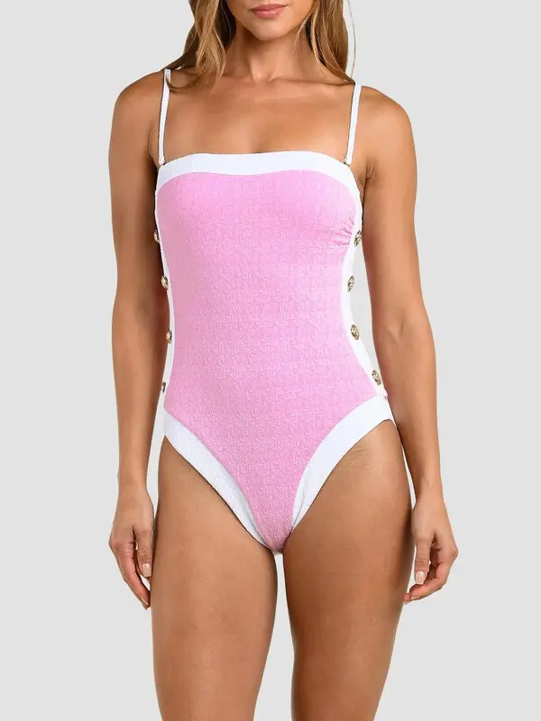 L'Agence Colorblock Chic Tory Bandeau One-piece Swimsuit