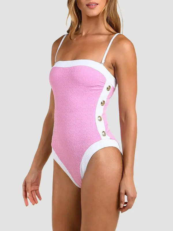 L'Agence Colorblock Chic Tory Bandeau One-piece Swimsuit