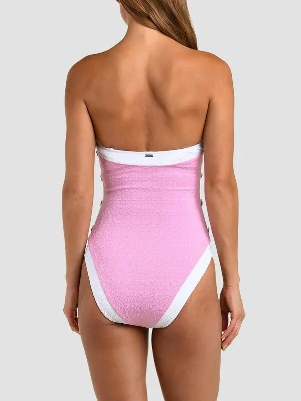 L'Agence Colorblock Chic Tory Bandeau One-piece Swimsuit