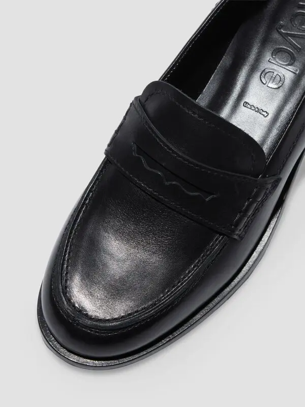 AeydĒ 25mm Leather Penny Loafers - Black
