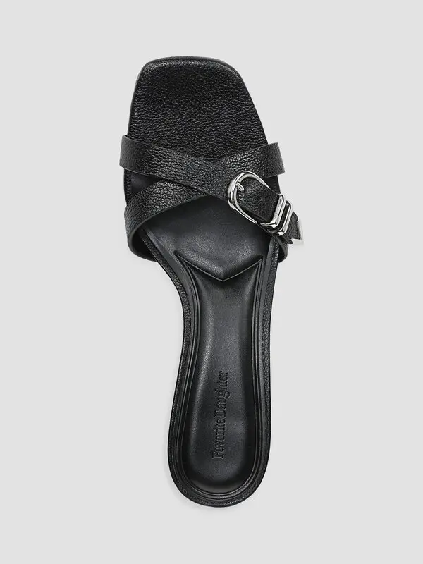 FAVORITE DAUGHTER Shiloh 40mm Leather Kitten-heel Sandals - Black