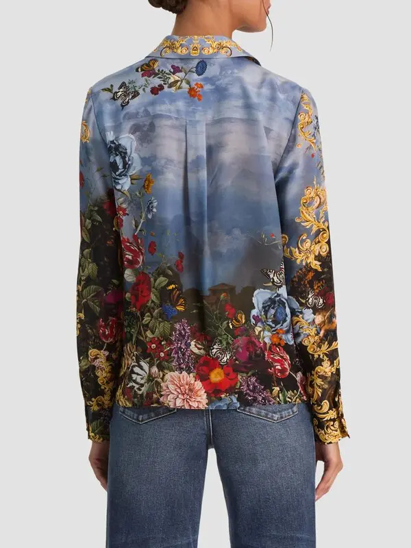 Alice + Olivia Willa Floral Silk Button-front Top