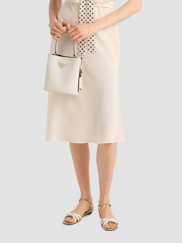 Prada Flat Patent And Metallic Leather Sandals - White