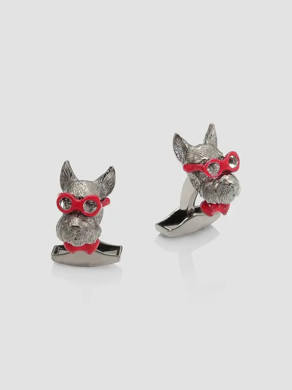 Tateossian Scottish Terrier Cufflinks - Red