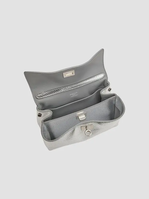 Balenciaga Rodeo Embossed Leather Top Handle Bag - Silver