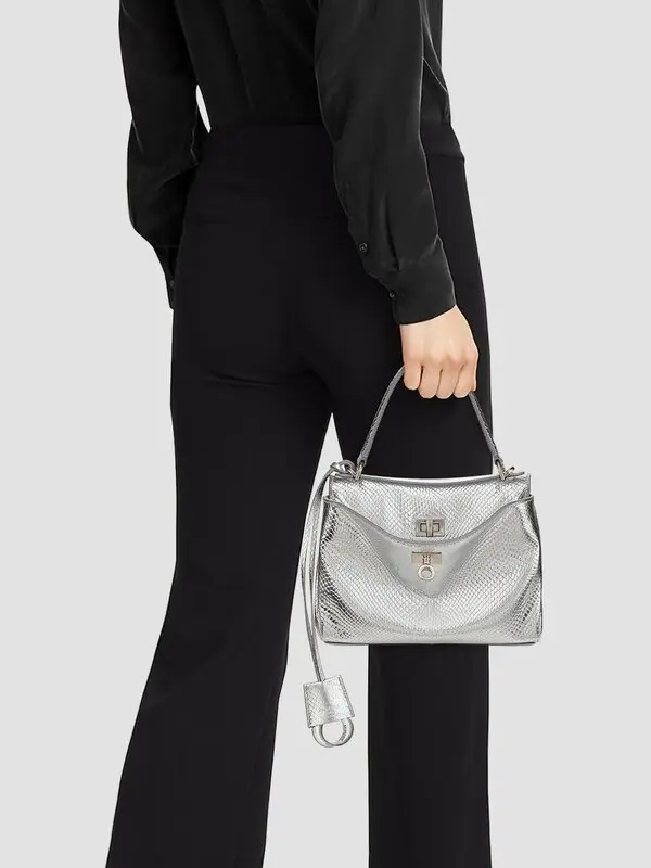 Balenciaga Rodeo Embossed Leather Top Handle Bag - Silver