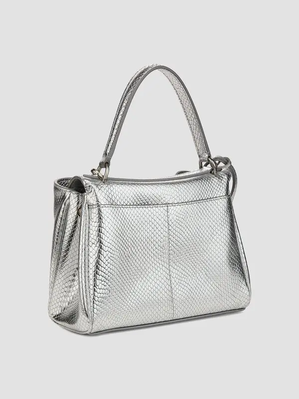 Balenciaga Rodeo Embossed Leather Top Handle Bag - Silver
