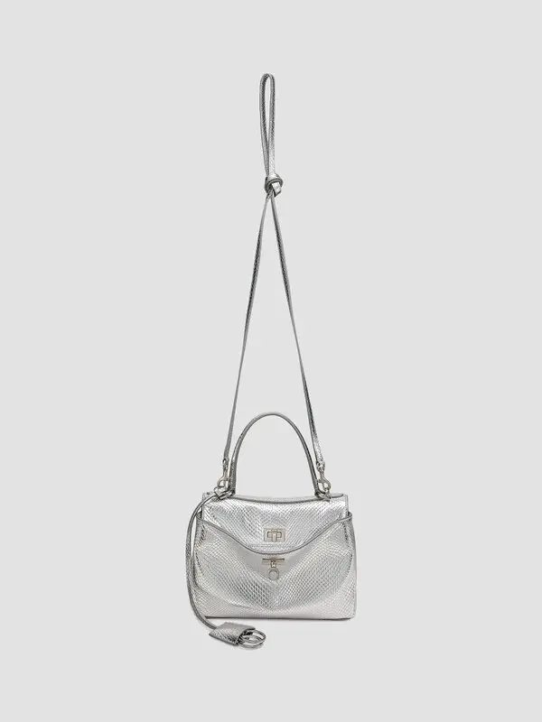 Balenciaga Rodeo Embossed Leather Top Handle Bag - Silver