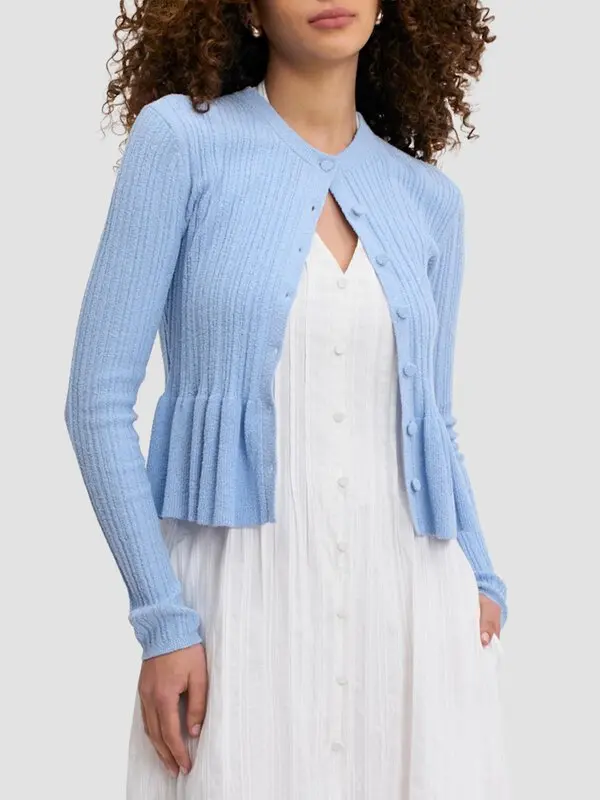 Rebecca Taylor Bouclé Knit Cotton-blend Cardigan - Azure
