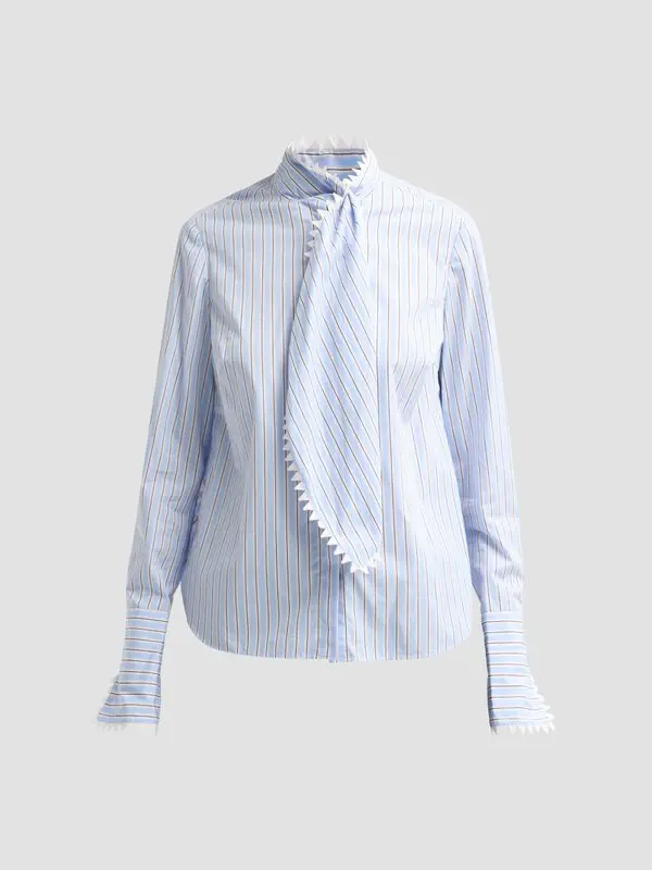 MAISON COMMON Embroidered Stripe Cotton Shirt