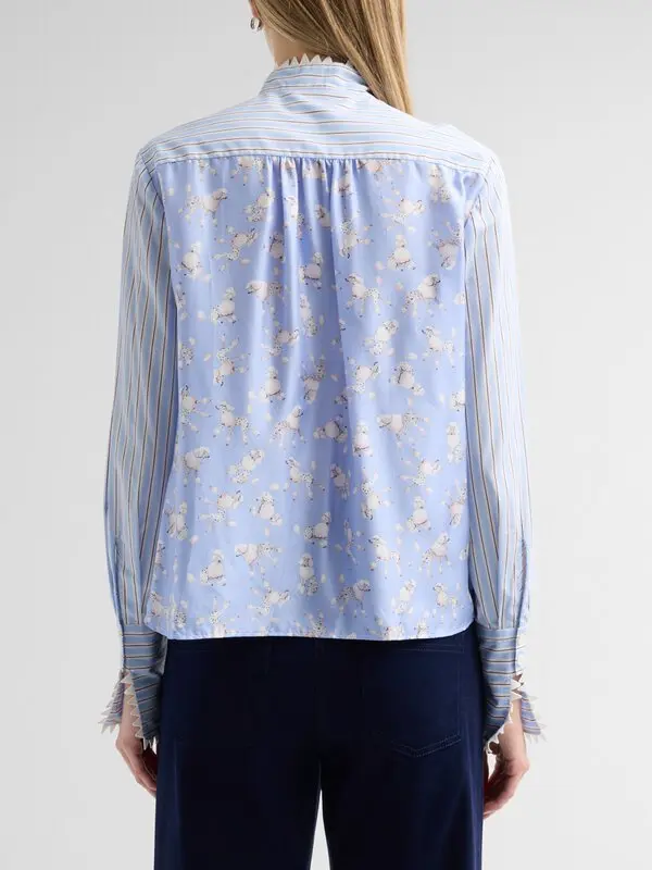 MAISON COMMON Embroidered Stripe Cotton Shirt