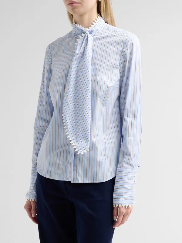 MAISON COMMON Embroidered Stripe Cotton Shirt