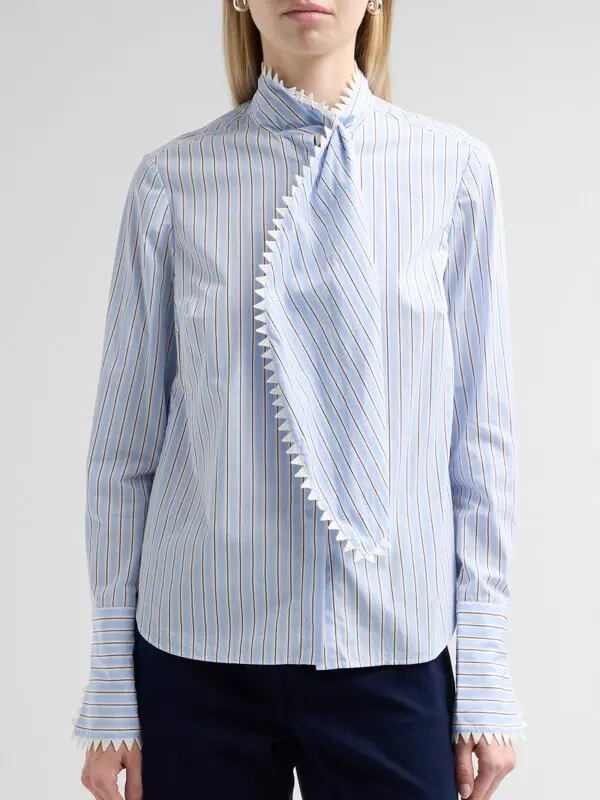 MAISON COMMON Embroidered Stripe Cotton Shirt