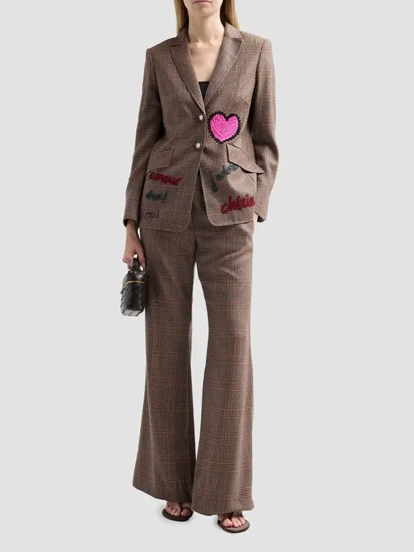 MAISON COMMON Glen Plaid Wool Trousers