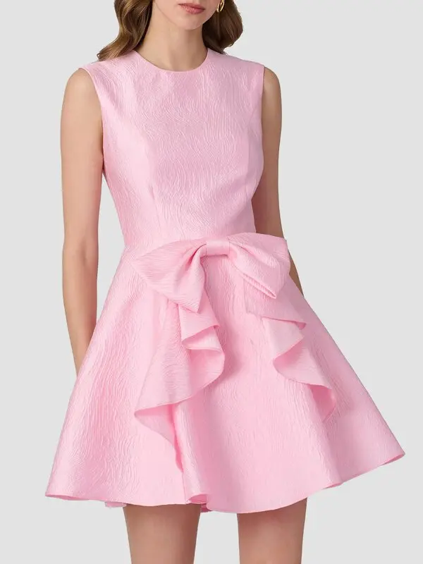 Shoshanna Gabby Wave Jacquard Bow Minidress