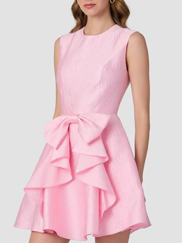 Shoshanna Gabby Wave Jacquard Bow Minidress