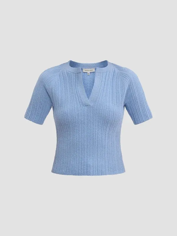 Rebecca Taylor Bouclé Knit Cotton Blend Sweater - Azure
