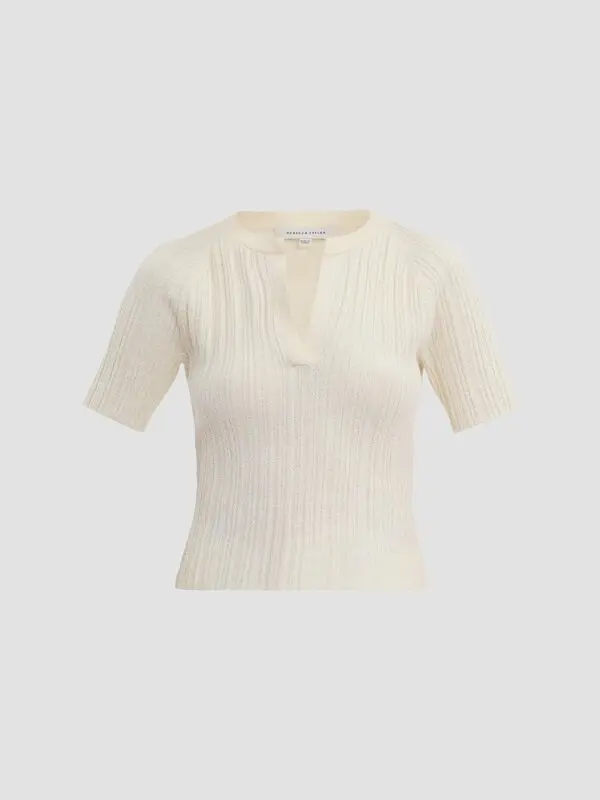 Rebecca Taylor Bouclé Knit Cotton Blend Sweater - Ivory