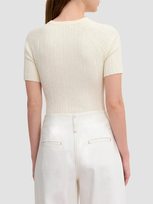 Rebecca Taylor Bouclé Knit Cotton Blend Sweater - Ivory